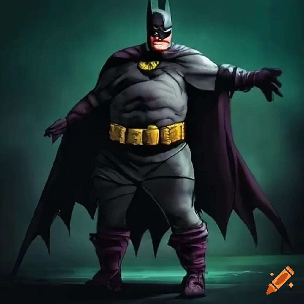 Overweight Batman punching Joker on Craiyon