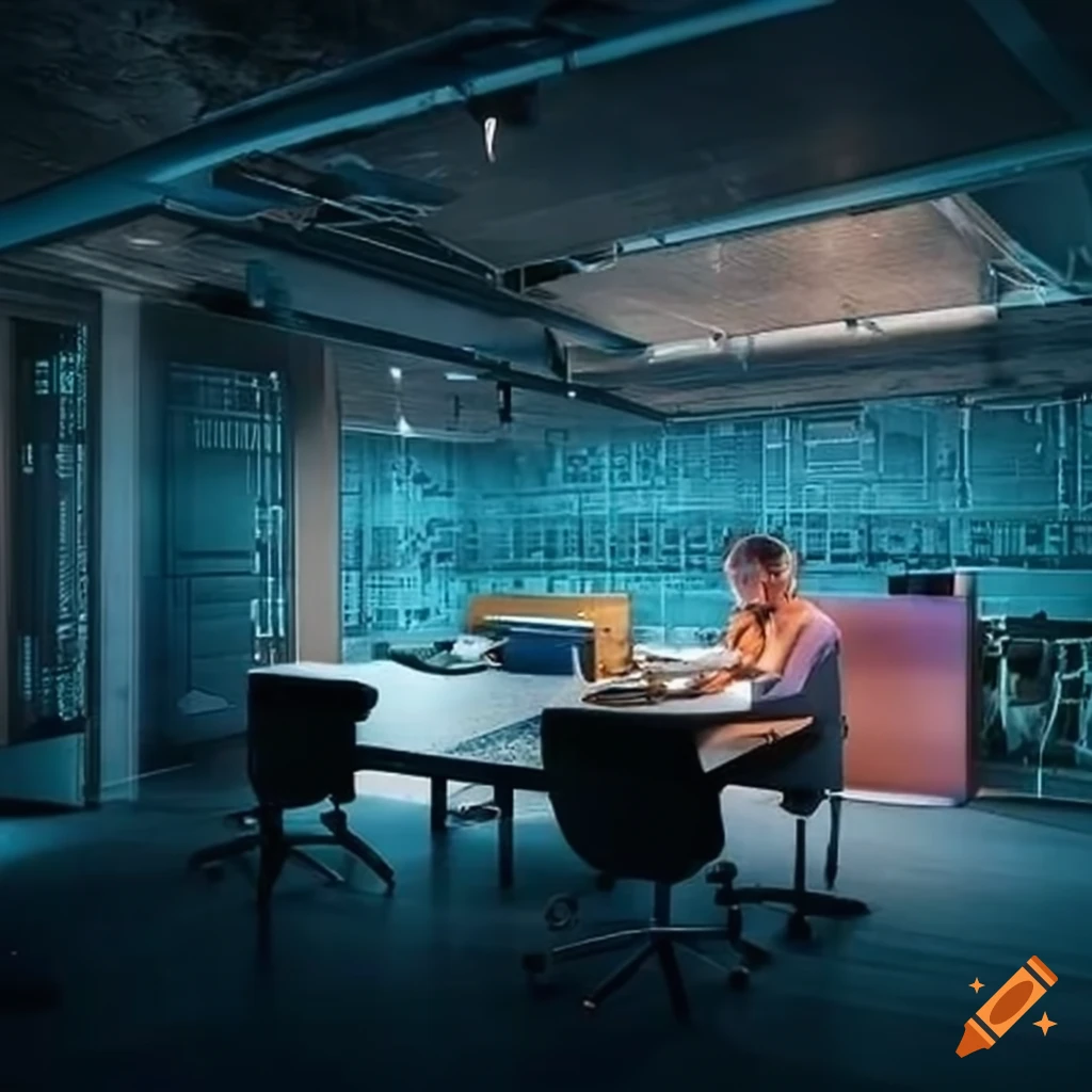 High-tech startup workspace with innovative gadgets on Craiyon