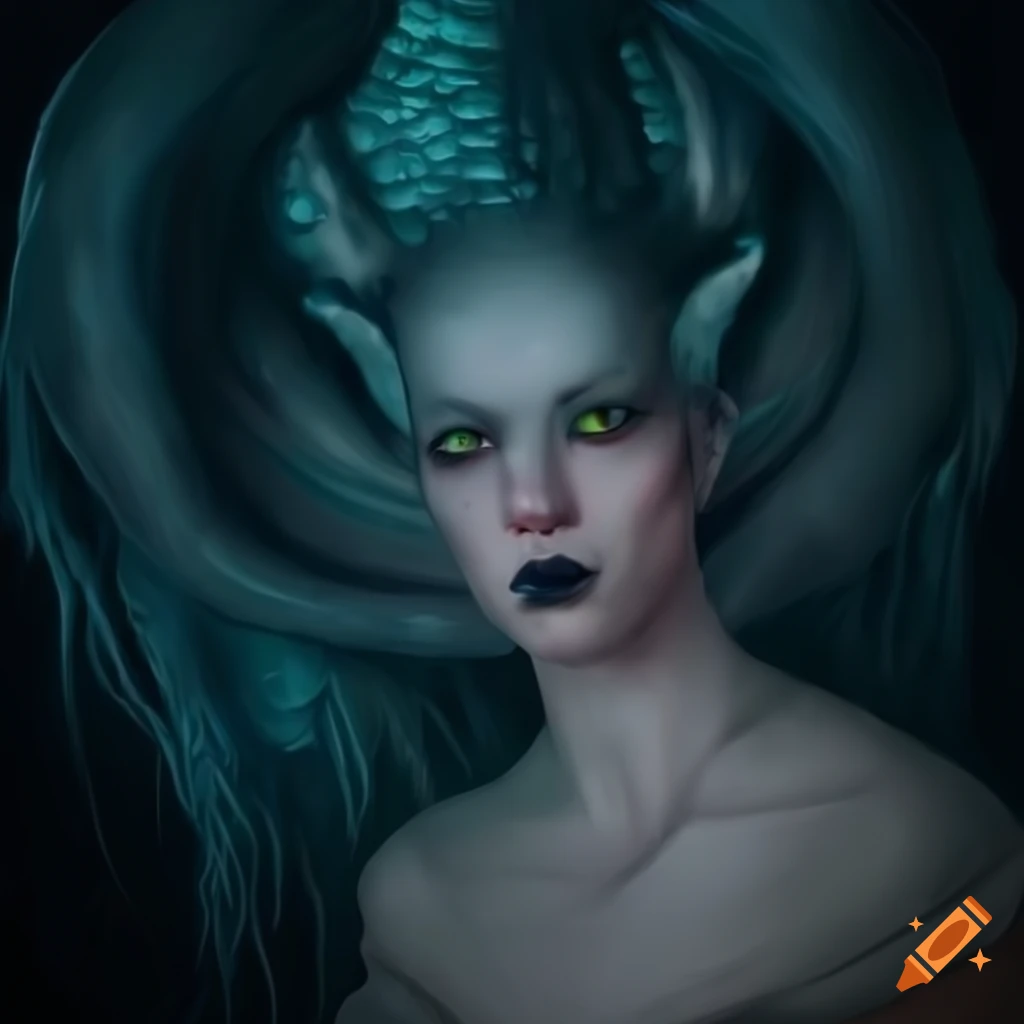 Stylized portrait of the mythical creature Vel from ancient fantasy ...