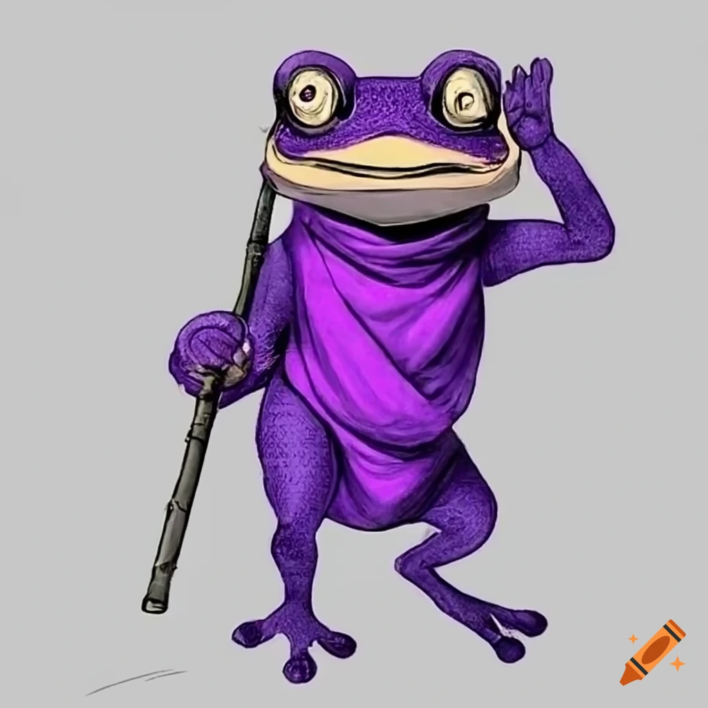 Anthropomorphic violet frog in ninja outfit on Craiyon