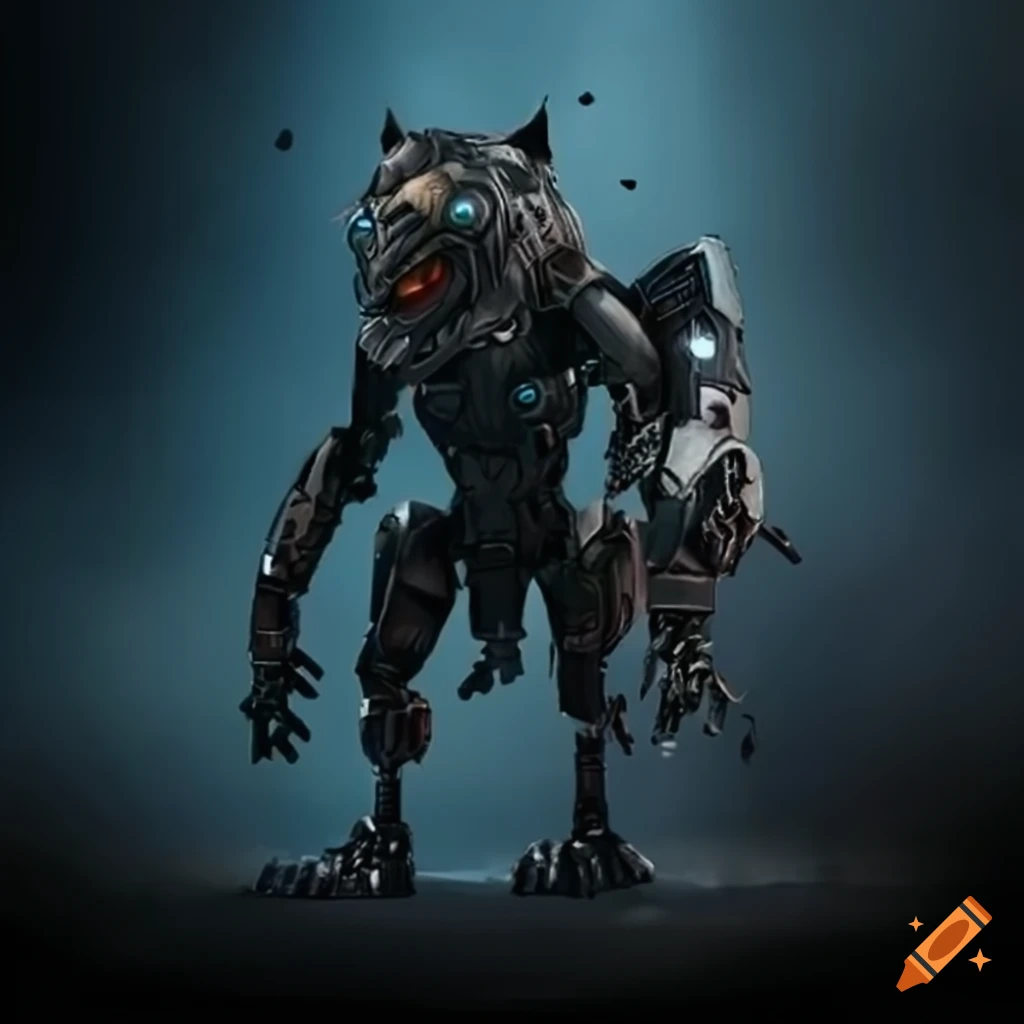 Sci-fi robot wolf on Craiyon