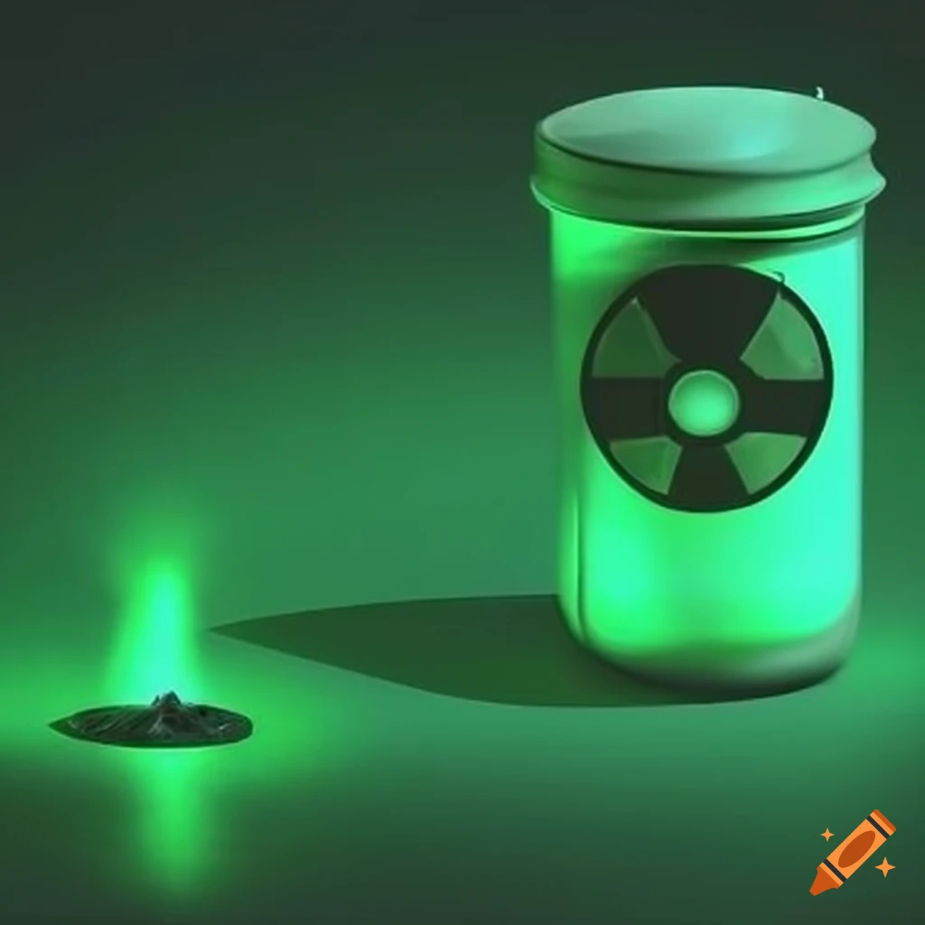 Radiactive waste with a green glow on Craiyon