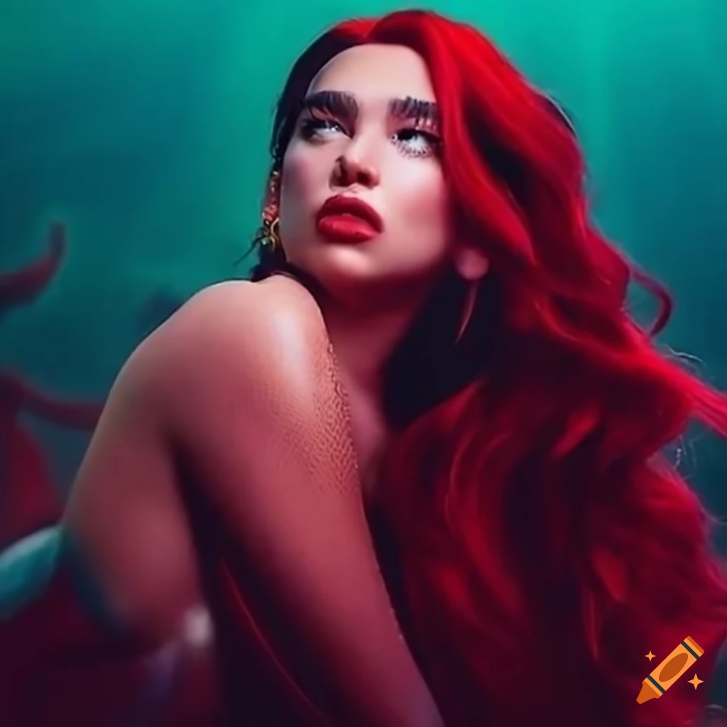 Dua lipa portrayed as mermaid ariel on Craiyon