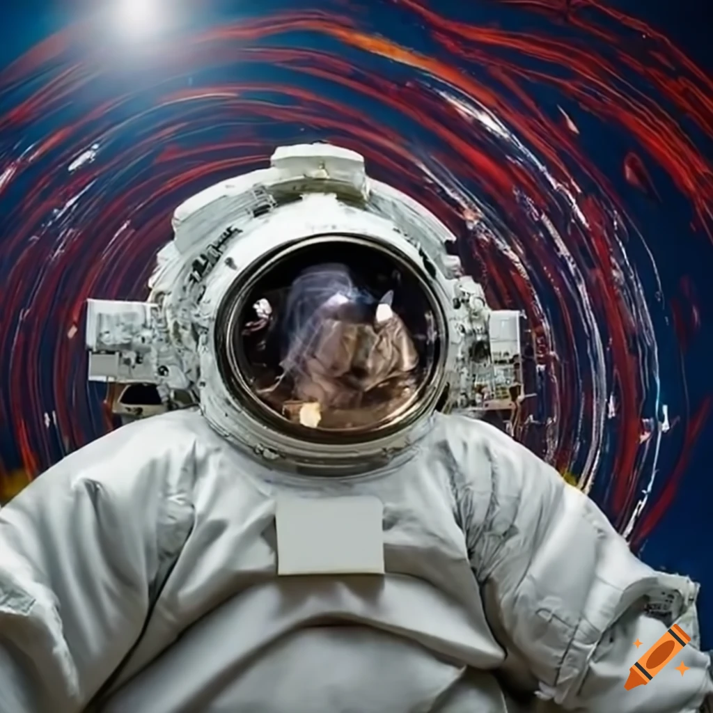 Sumo astronaut floating in outer space on Craiyon