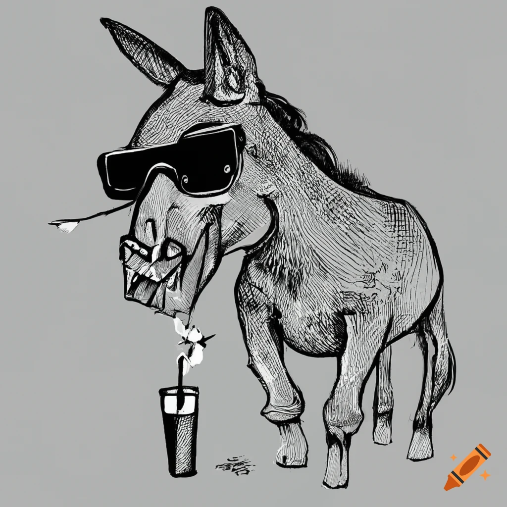 Angry mule in sunglasses smoking a cigarette on Craiyon