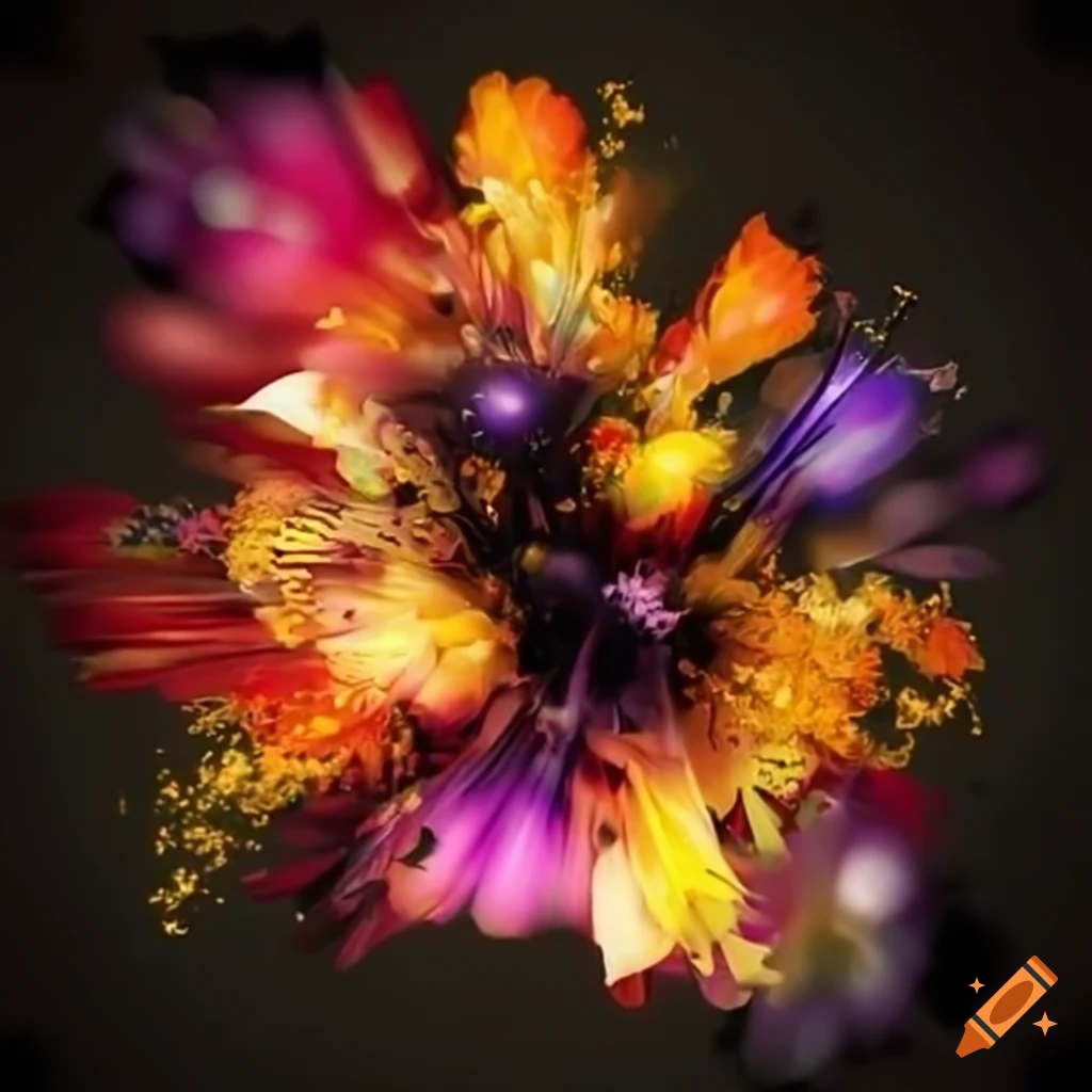 Explosion of colorful flowers in full bloom on Craiyon