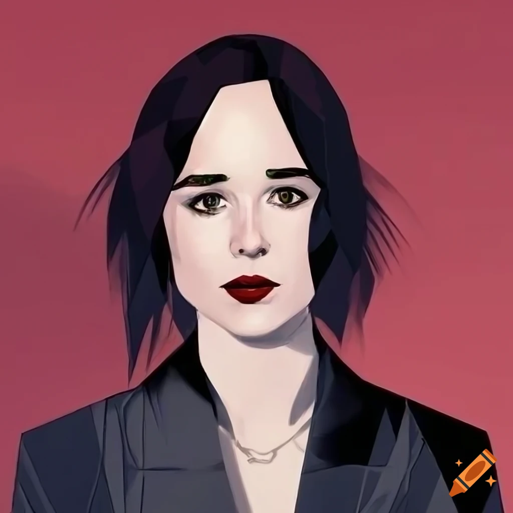 Portrait of ellen page in geometric stylized art on Craiyon