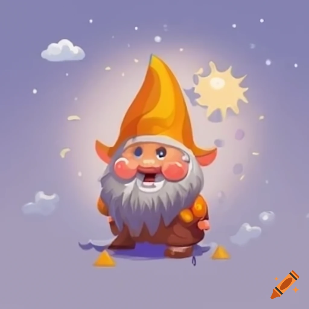 Cute cartoon weather dwarf with rain, sun, and cloud on Craiyon