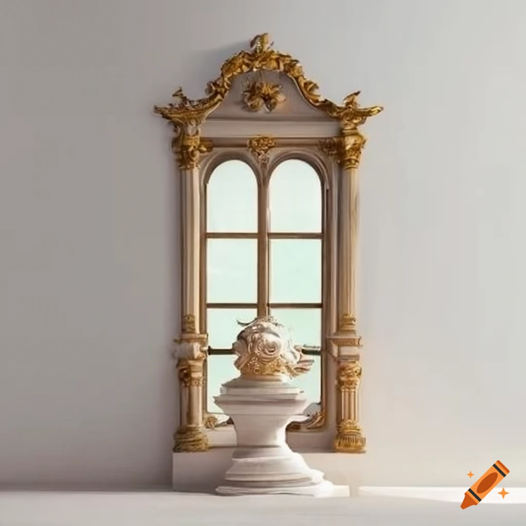 Rococo style altar with pillars and stairs on Craiyon