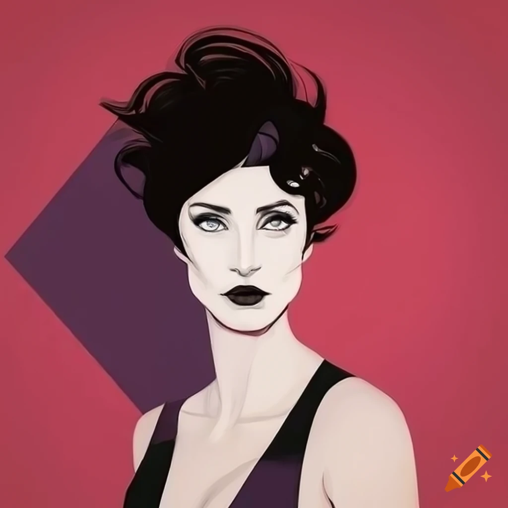 Portrait of actress jessica chastain in patrick nagel style art on Craiyon