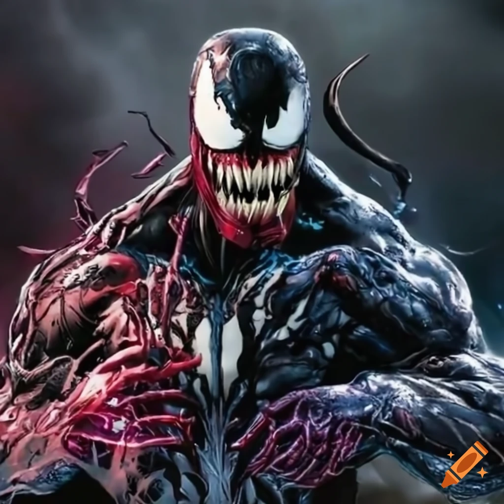 Venom character interacting with ironman on Craiyon