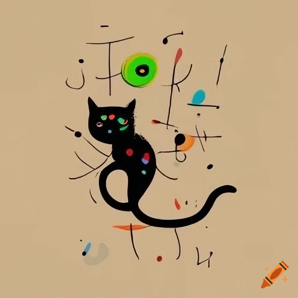 Abstract cat in miro style on Craiyon