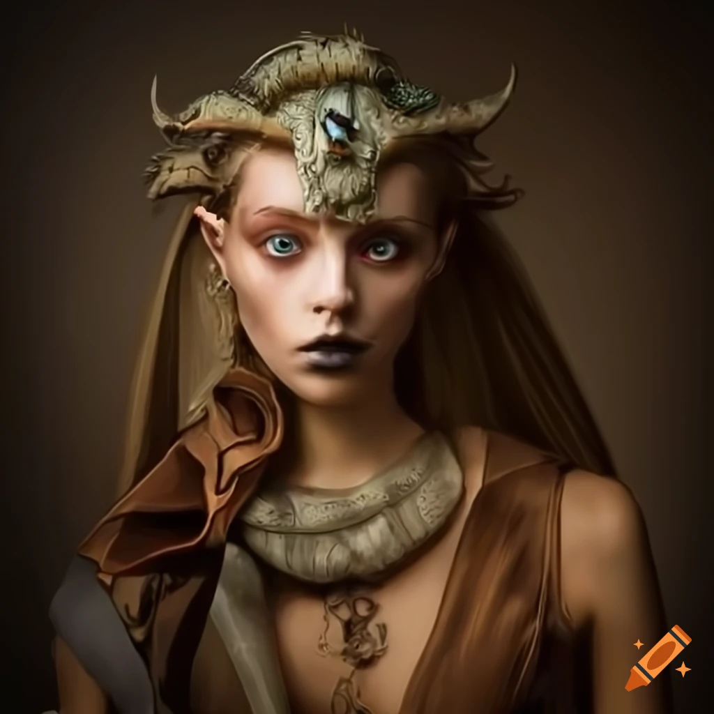 Stylized portrait of the mythical creature latan from ancient fantasy ...