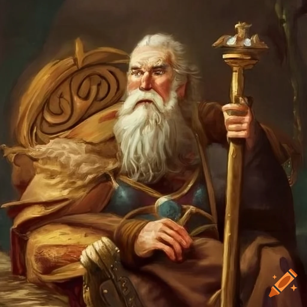 Odin on his throne in valhalla by anton pieck on Craiyon