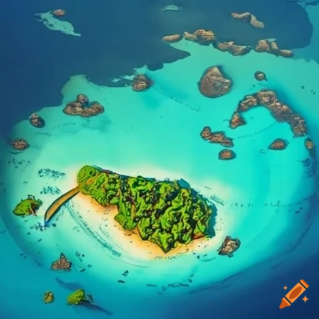 Tropical island map on Craiyon