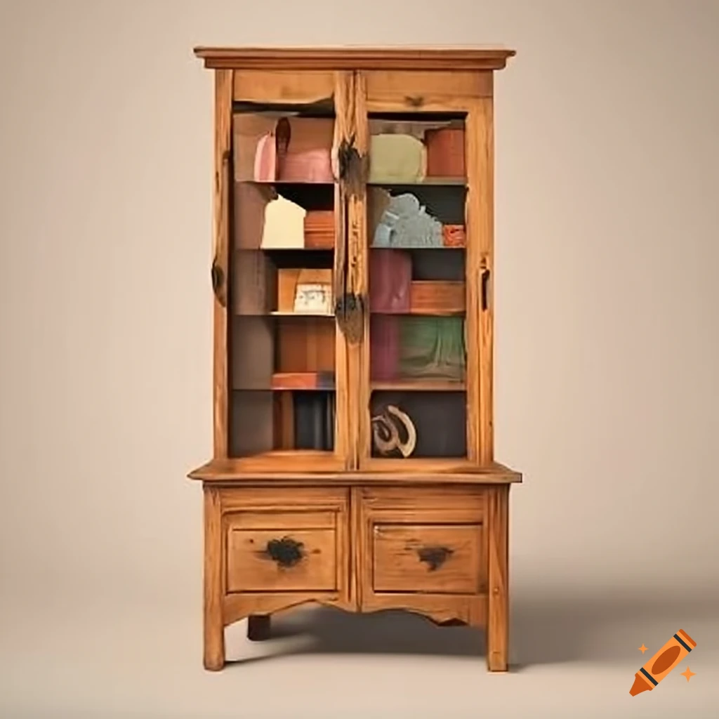 Abstract family oak cupboard with charm and history on Craiyon