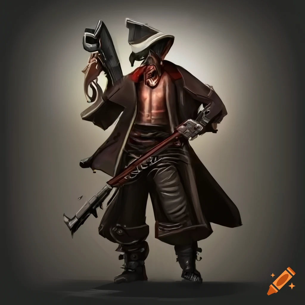 Cyberpunk pirate with futuristic flintlock weapon on Craiyon