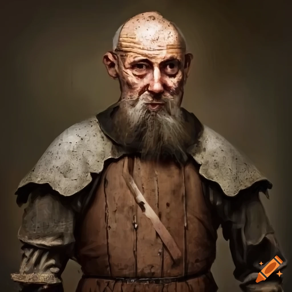 Portrait of a bored medieval city guard officer on Craiyon