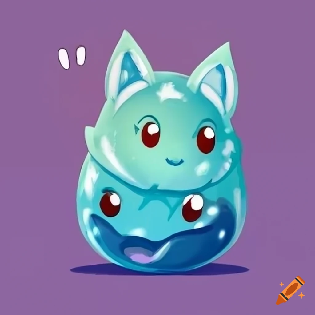 Chibi-style slime with wolf ears and tail on Craiyon