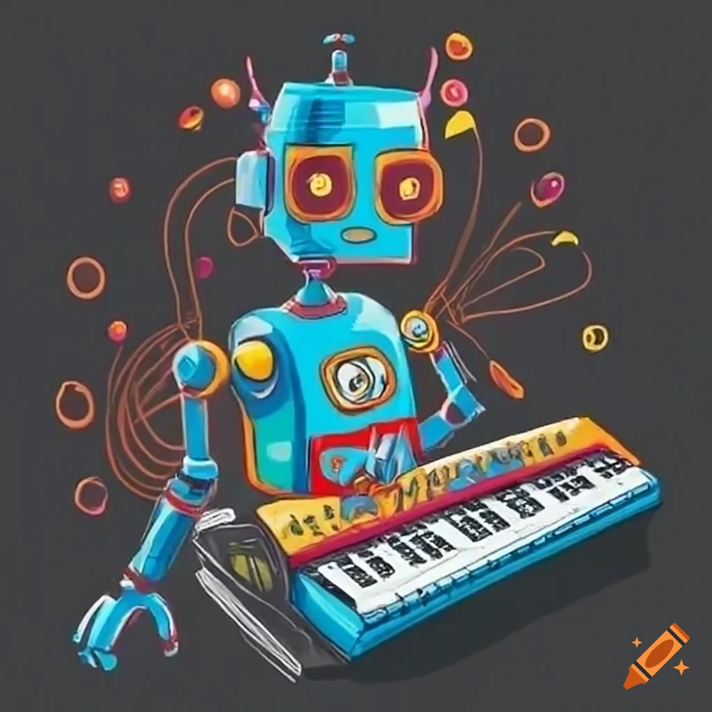 Robot playing a keyboard on Craiyon
