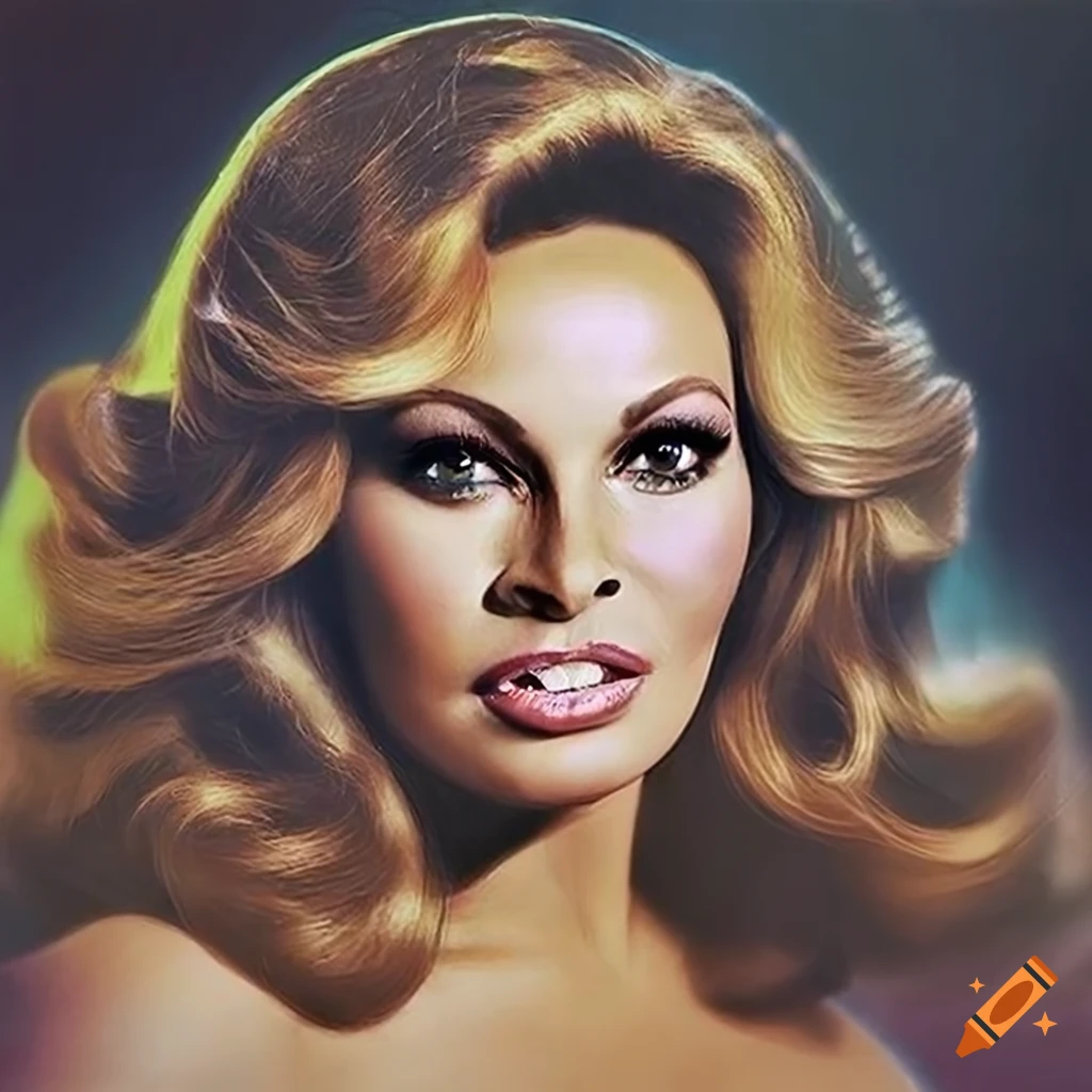 Portrait of raquel welch as loana with voluminous hair in edwardian art ...