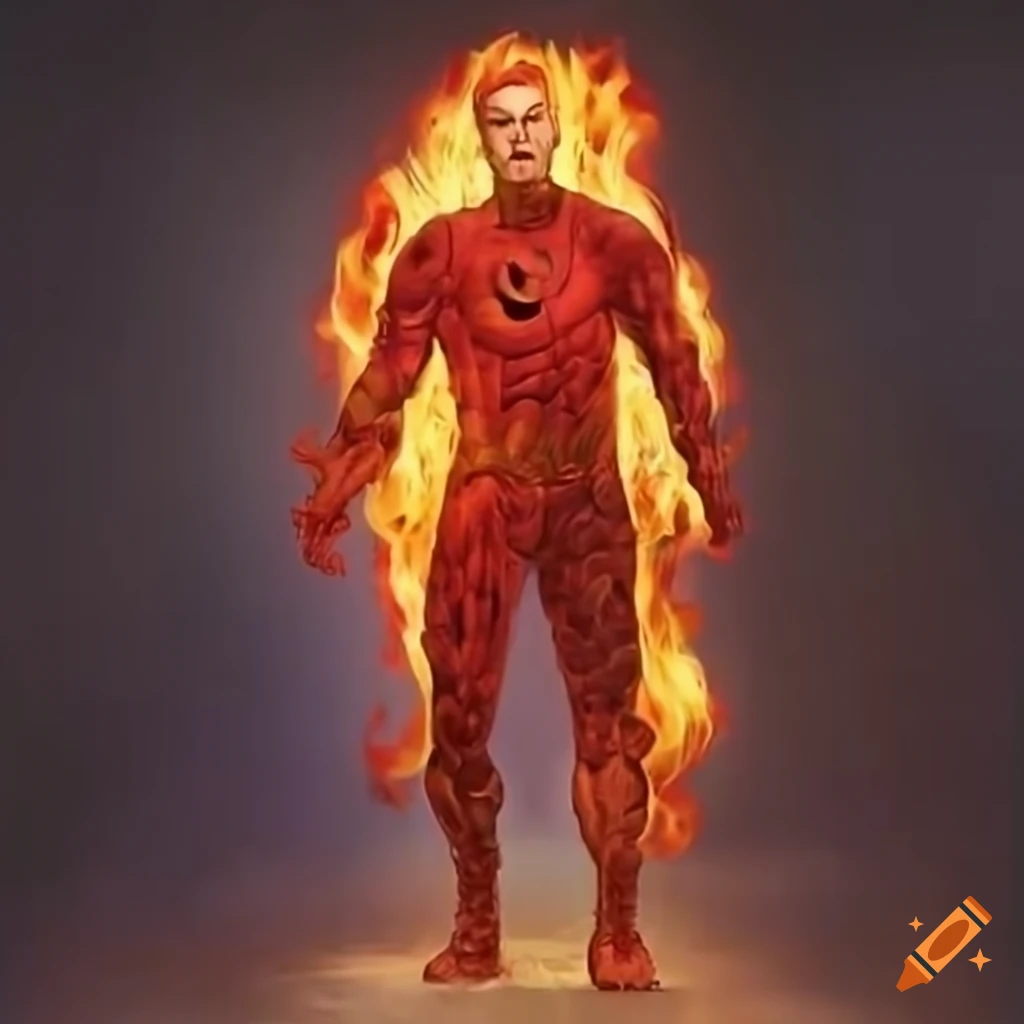 Human torch concept art with jonah hill in fantastic four fancast on Craiyon