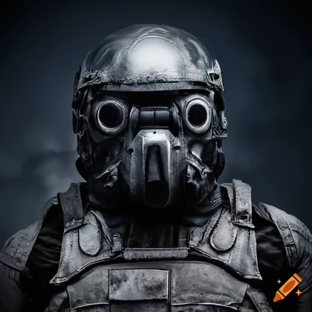 Marine from aliens movie in black armor and helmet on Craiyon