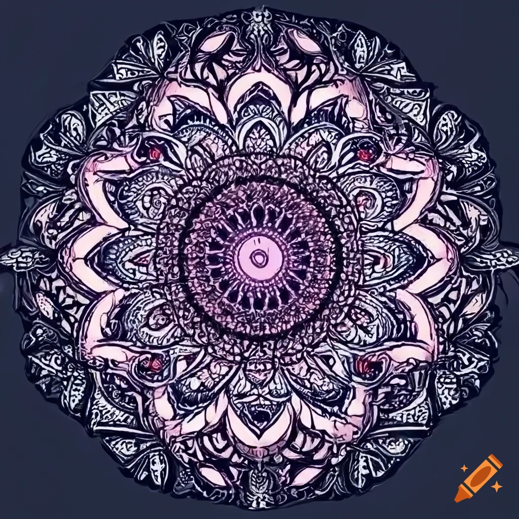 Mandala line art design on Craiyon