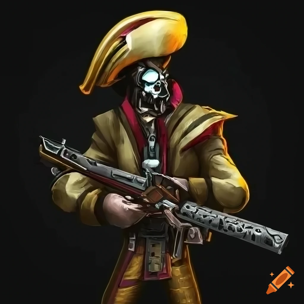 Cyberpunk space pirate with futuristic flintlock weapon on Craiyon