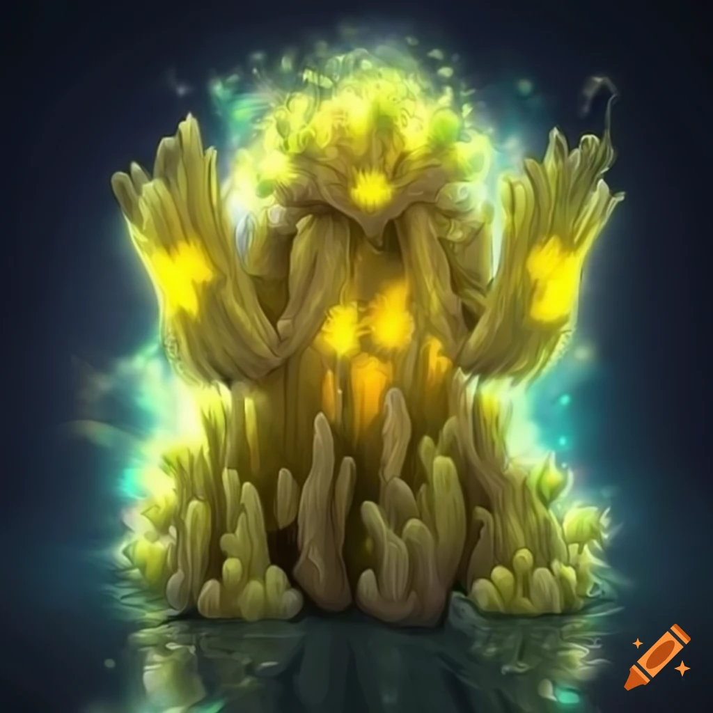 Detailed full body of a marsh yellow-flower elemental on Craiyon