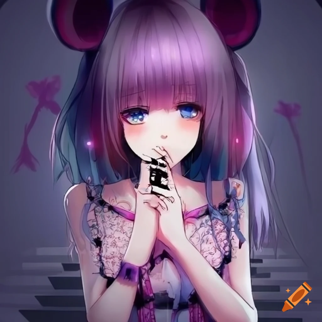 Anime mouse girl with magical and dreamy emo vibes on Craiyon