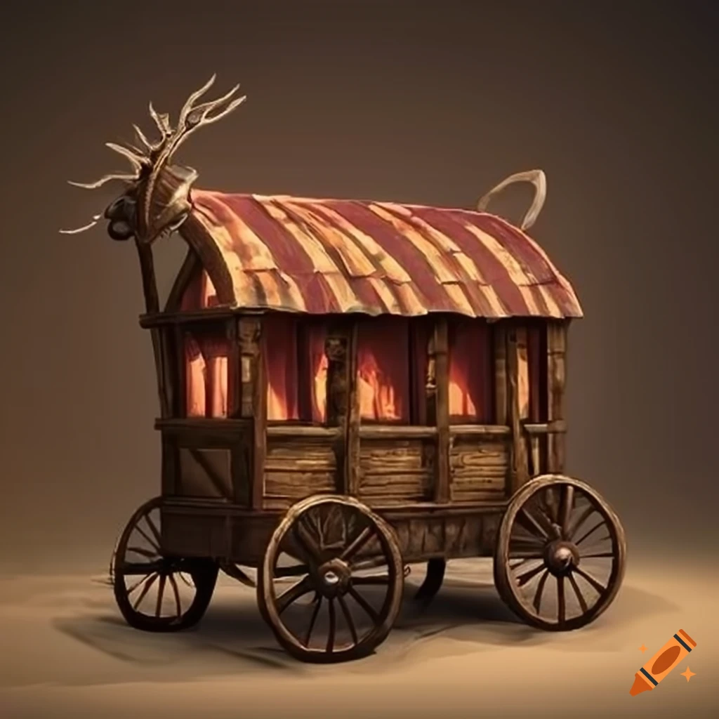 Medieval fantasy shopping wagon on Craiyon