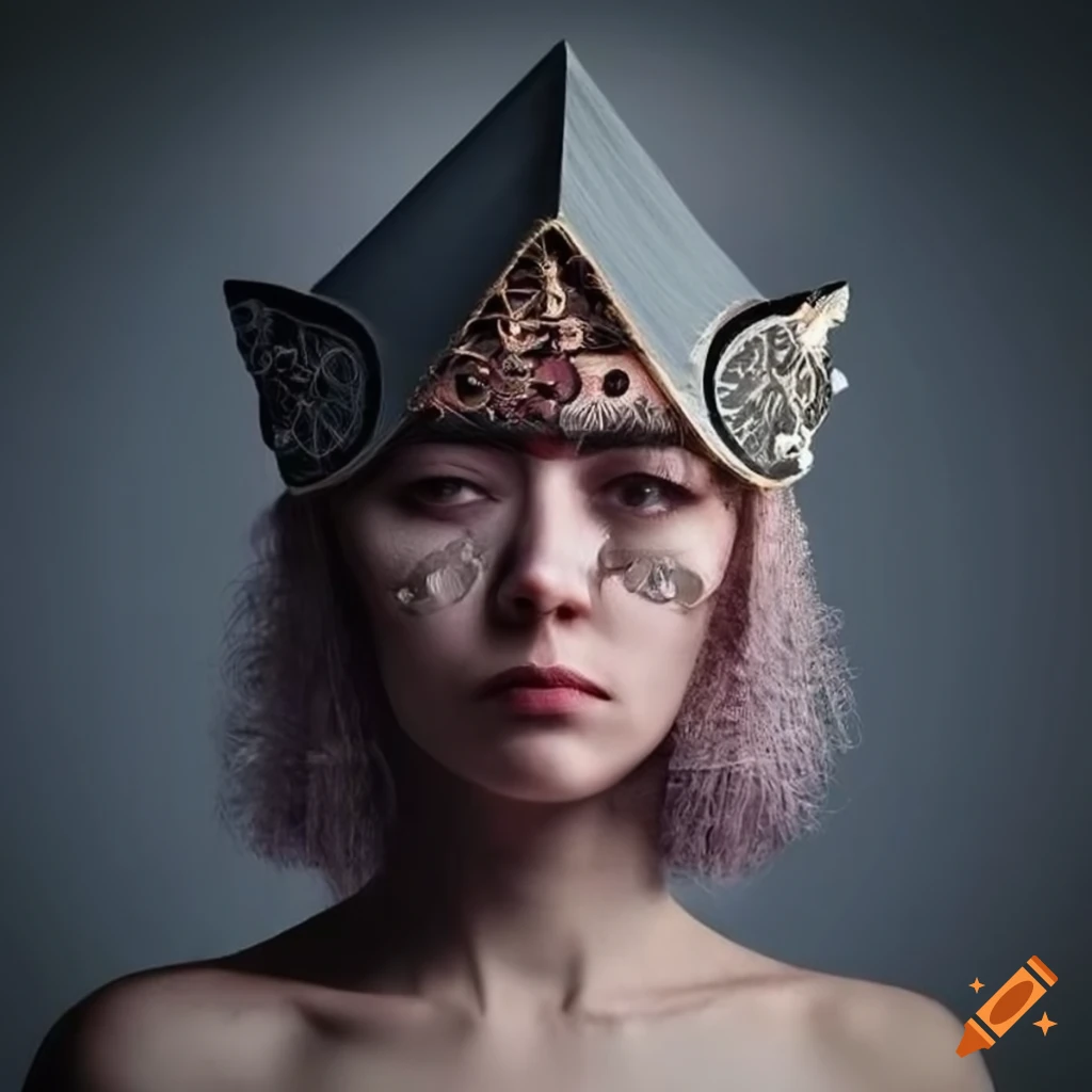 Mysterious woman with a unique triangular head characteristic and ...