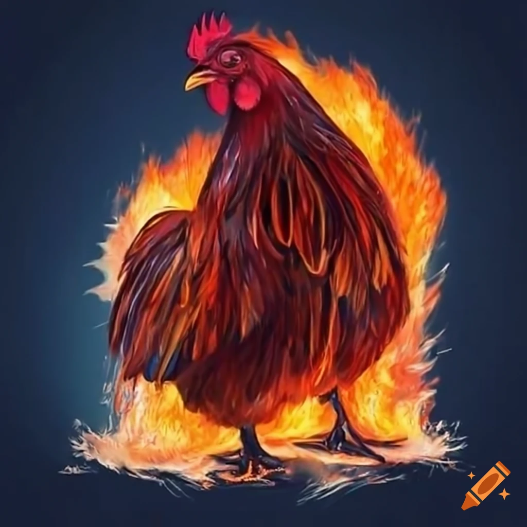 Roasted chicken on fire on Craiyon