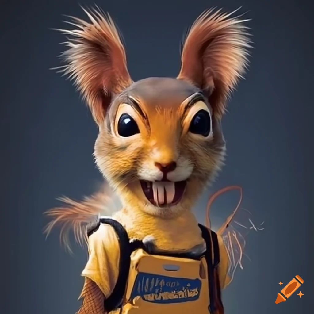 Alpha squirrel dressed as a mailman on Craiyon