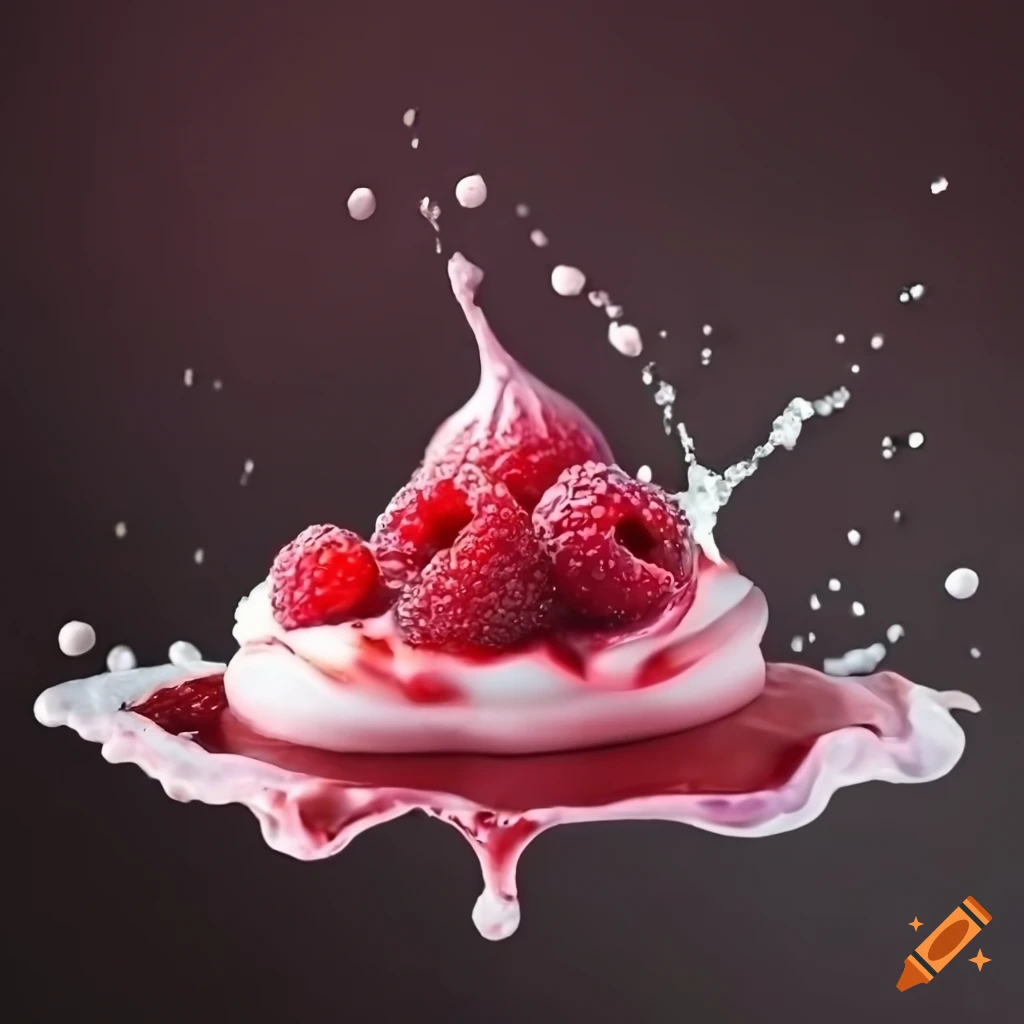 Meringue raspberries splash on Craiyon