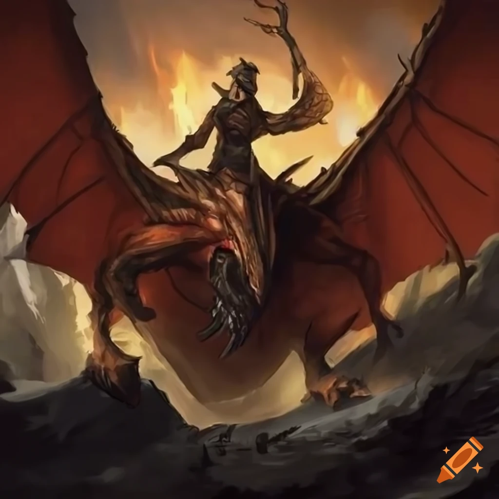 Warrior riding a wyvern on Craiyon