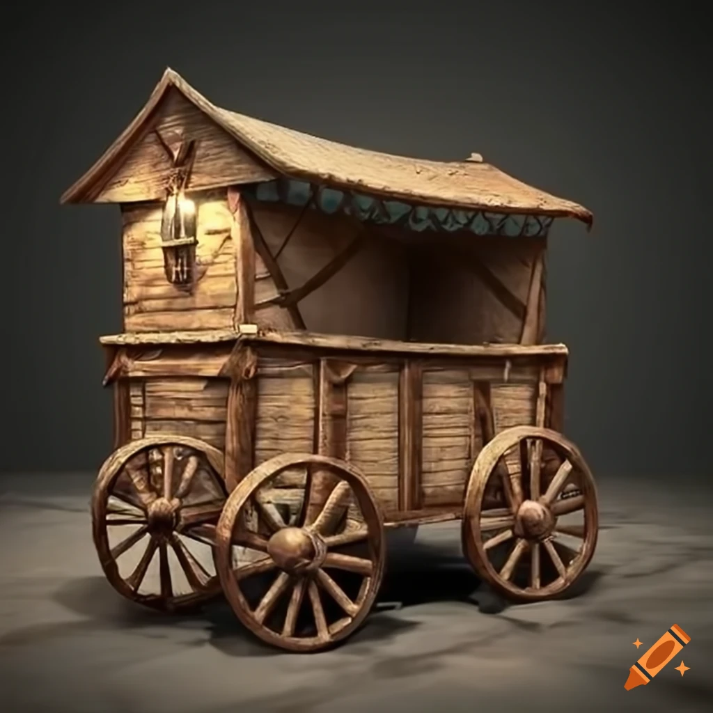 Medieval fantasy shopping wagon on Craiyon