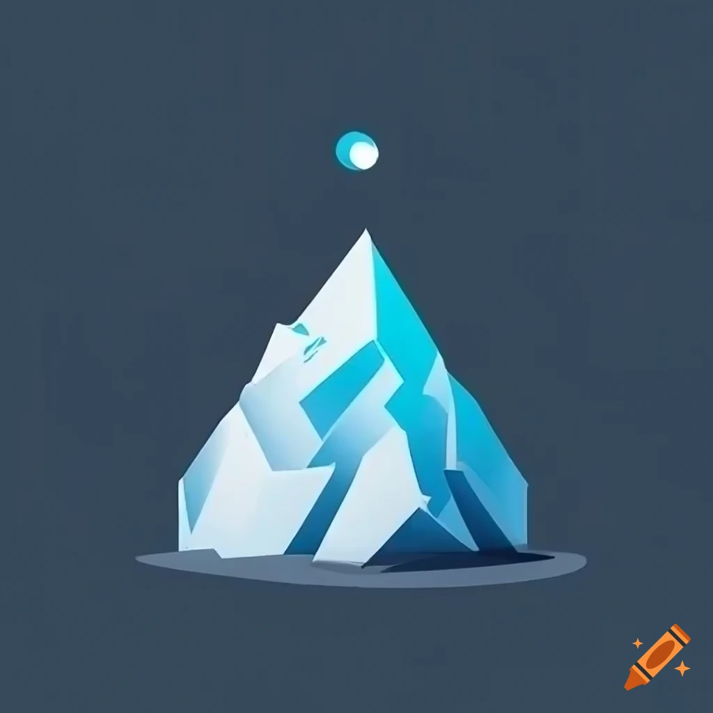 Logo of a simplistic 2D iceberg design on Craiyon