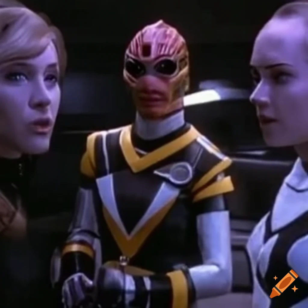 1990s power rangers scene with a mass effect theme on Craiyon