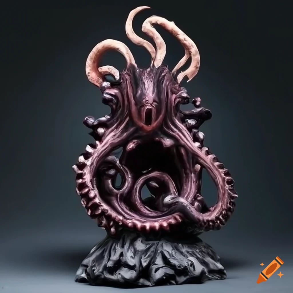 Gothic obsidian statue of a tentacle monster on Craiyon
