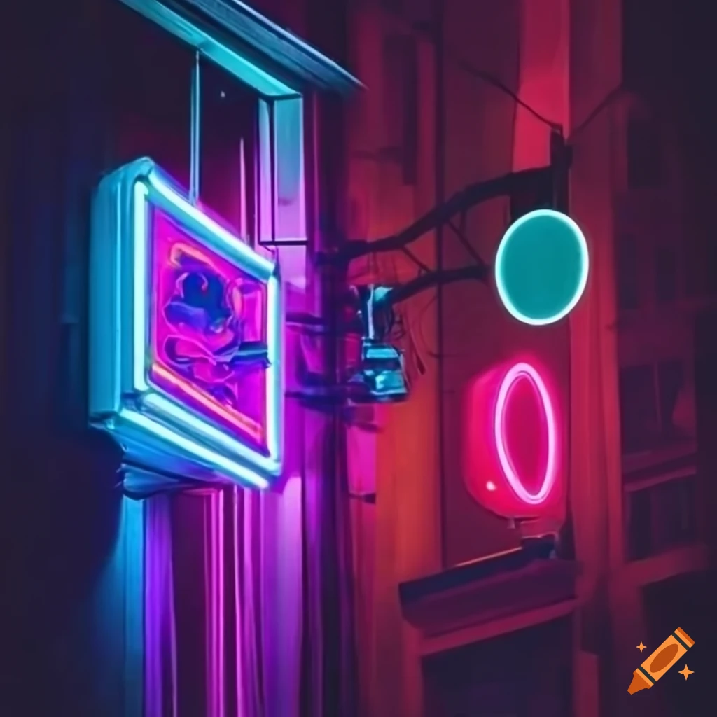 Retro neon lights on Craiyon