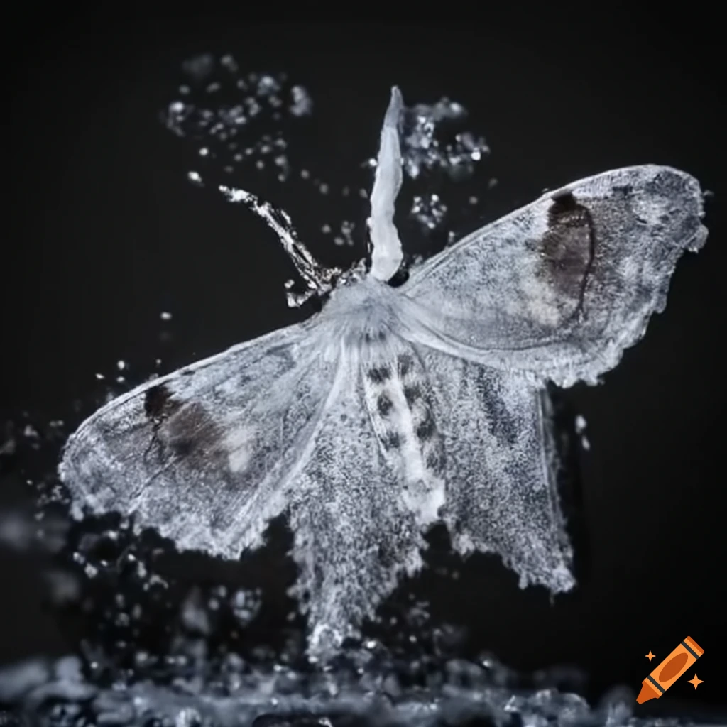 Moth trapped in ice on Craiyon