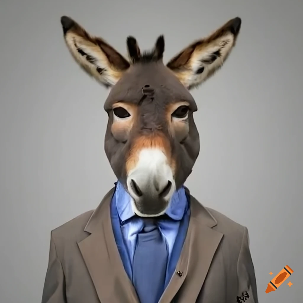 Donkey dressed in a suit on Craiyon