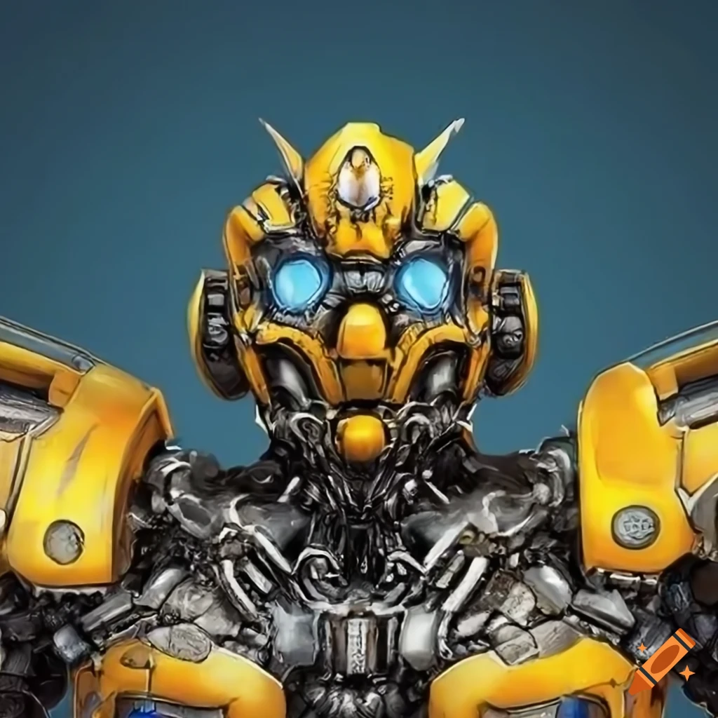 Detailed photorealistic portrait of bumblebee transformers with light ...
