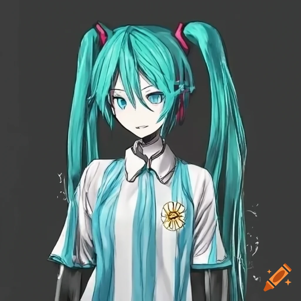 Hatsune miku wearing an argentina shirt on Craiyon