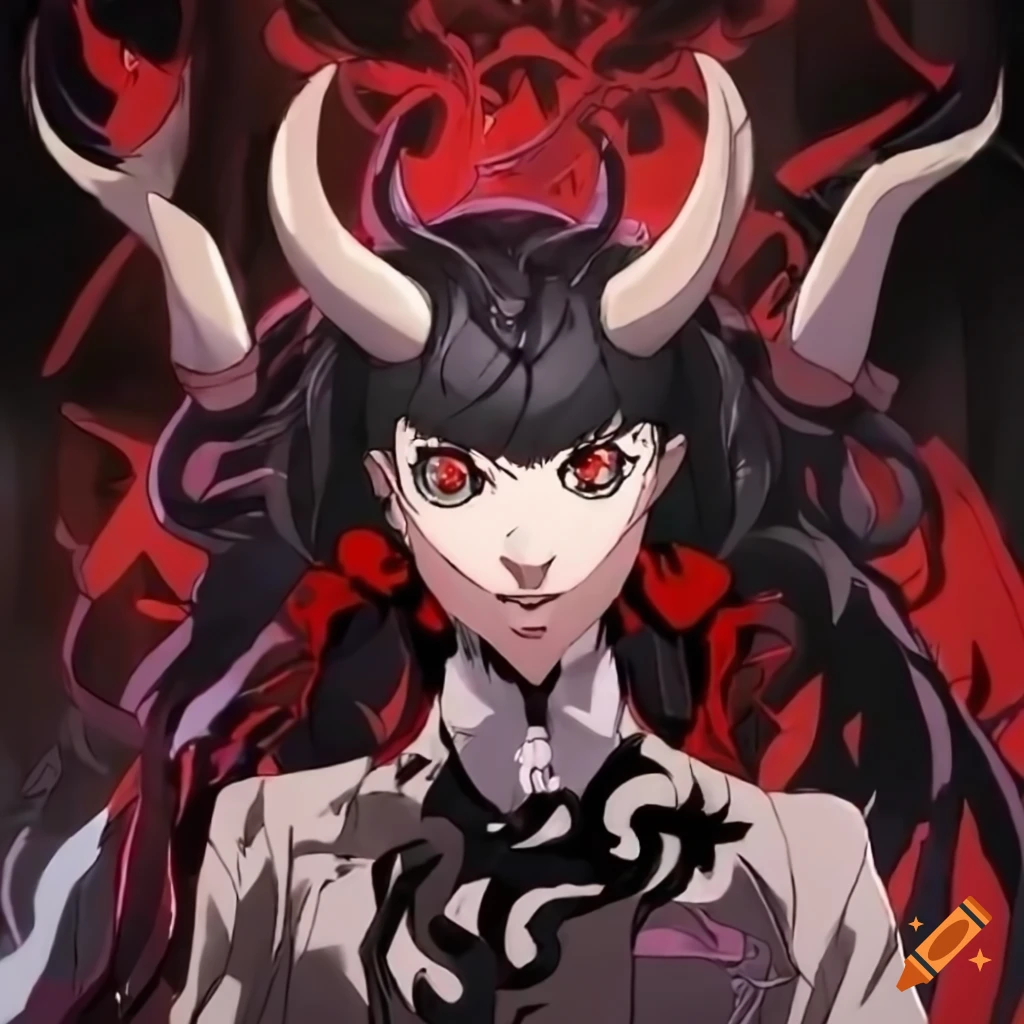 Anime character inspired by Persona 5 with demon horn and noble queen ...