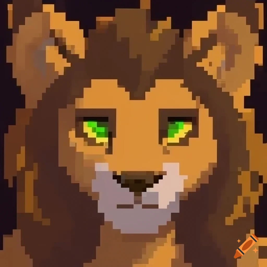 Anthro lion fursona in handsome pixel art on Craiyon