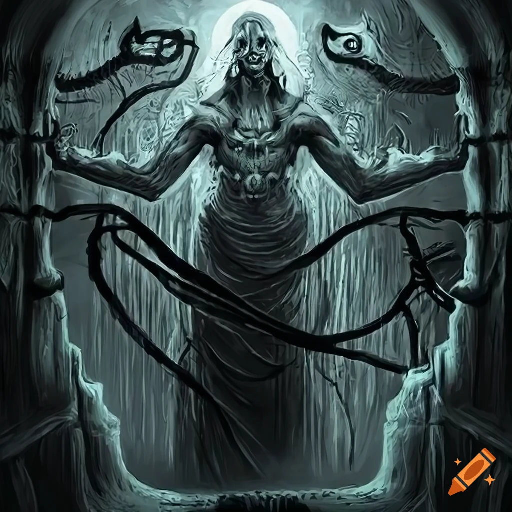 Eldritch deity horror computer depiction of god technology on Craiyon