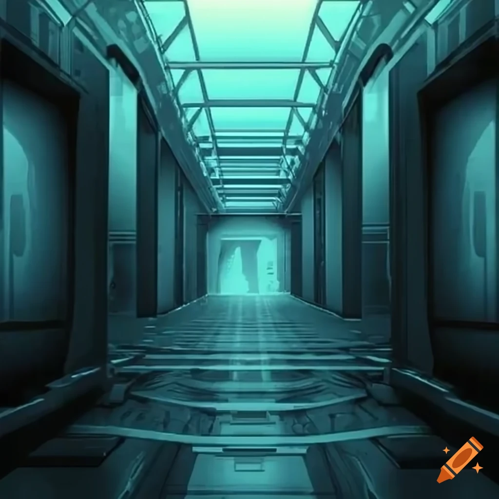Cool sci-fi hallway scene on Craiyon